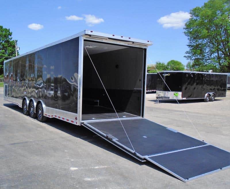 Enclosed Car Trailer 34' 3/6K Spread Axles Wide Ramp Door Finished ...