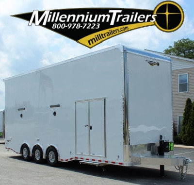 Enclosed Stacker Trailer 2024 28' Aluminum Edge 16' Lift & Loaded Out ...